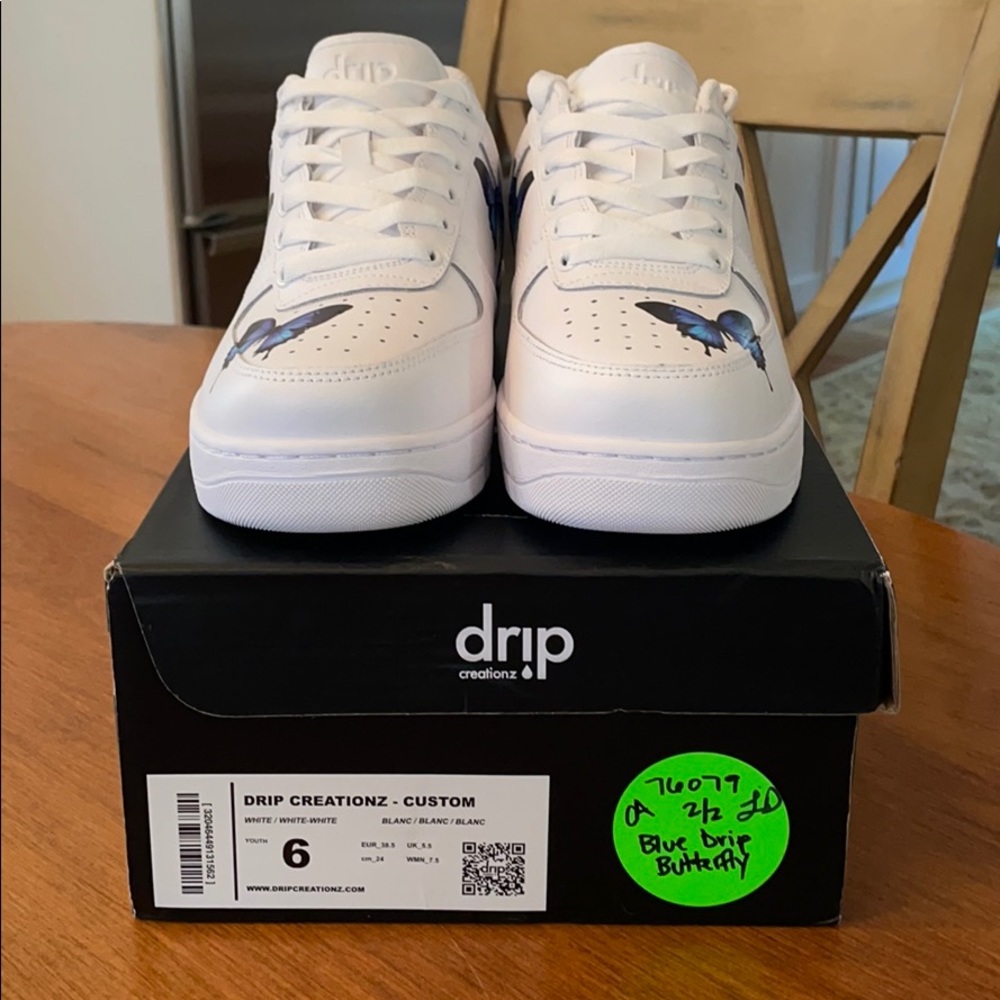 Drip Creationz Blue Drip Butterfly Sneakers - Gem